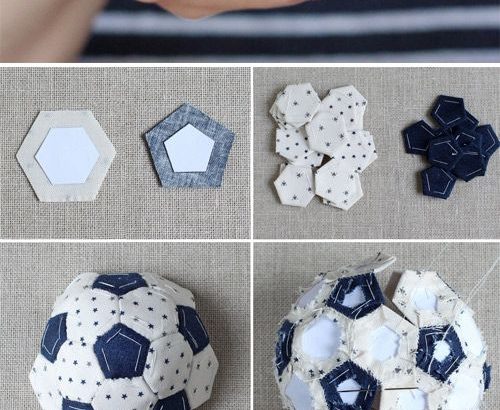 Patchwork Football Tutorial. How to sew for beginners. Sewing ideas. Step by step illustration ...